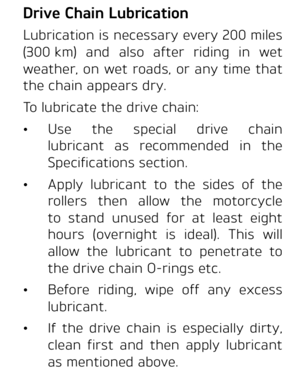 Lubricating the Chain - Maintenance and Servicing - Trident 660